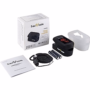 Zacurate Pro Series 500DL Fingertip Pulse Oximeter Blood Oxygen Saturation Monitor with Silicone Cover, Batteries and Lanyard (Royal Black)