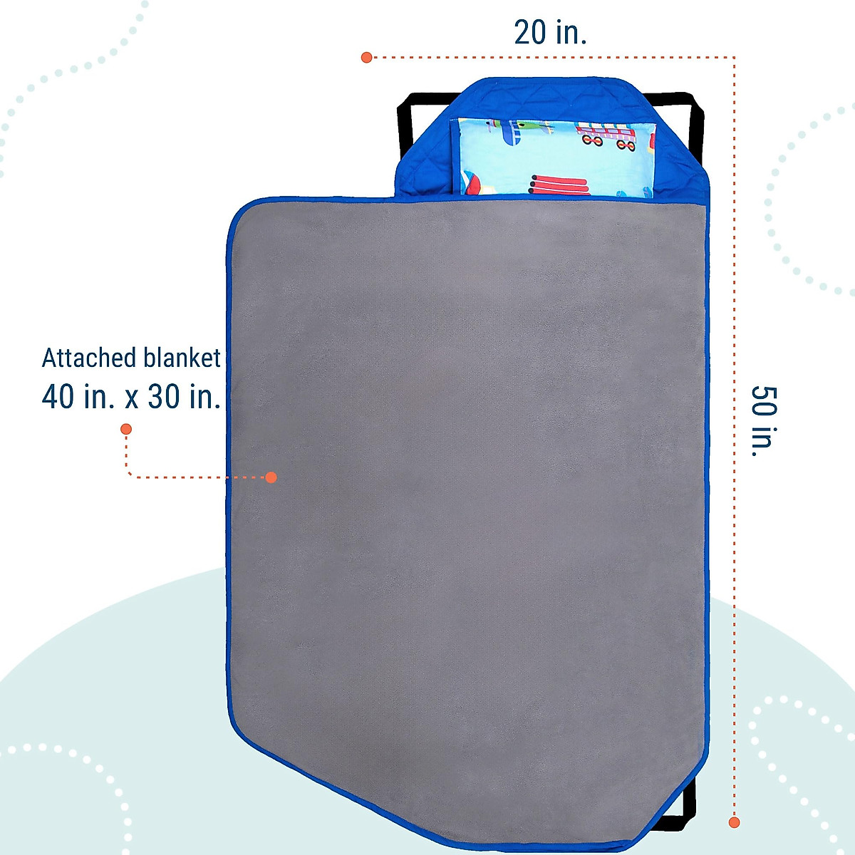 Wildkin 12 Inch Kids Backpack with Modern Nap Mat (Trains, Planes & Trucks)