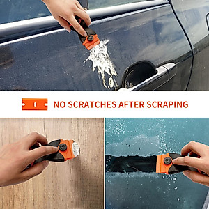 Razor Blade Scraper, 2 Pack Double Edged Razor Blade Scraper Tool with 30 Pcs Razor Blades, Glass Scraper for Windows, Decals, Tint, Stickers, Labels, Caulk, Adhesive