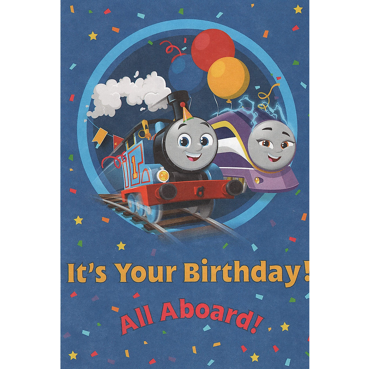 Thomas the Train Coloring Birthday Card Features: Thomas and Kana All Aboard!
