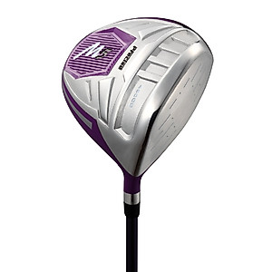 Precise M5 Ladies Womens Complete Right Handed Golf Clubs Set Includes Titanium Driver, S.S. Fairway, S.S. Hybrid, S.S. 5-PW Irons, Putter, Stand Bag, 3 H/C's Purple (Right Hand Petite Size -1")