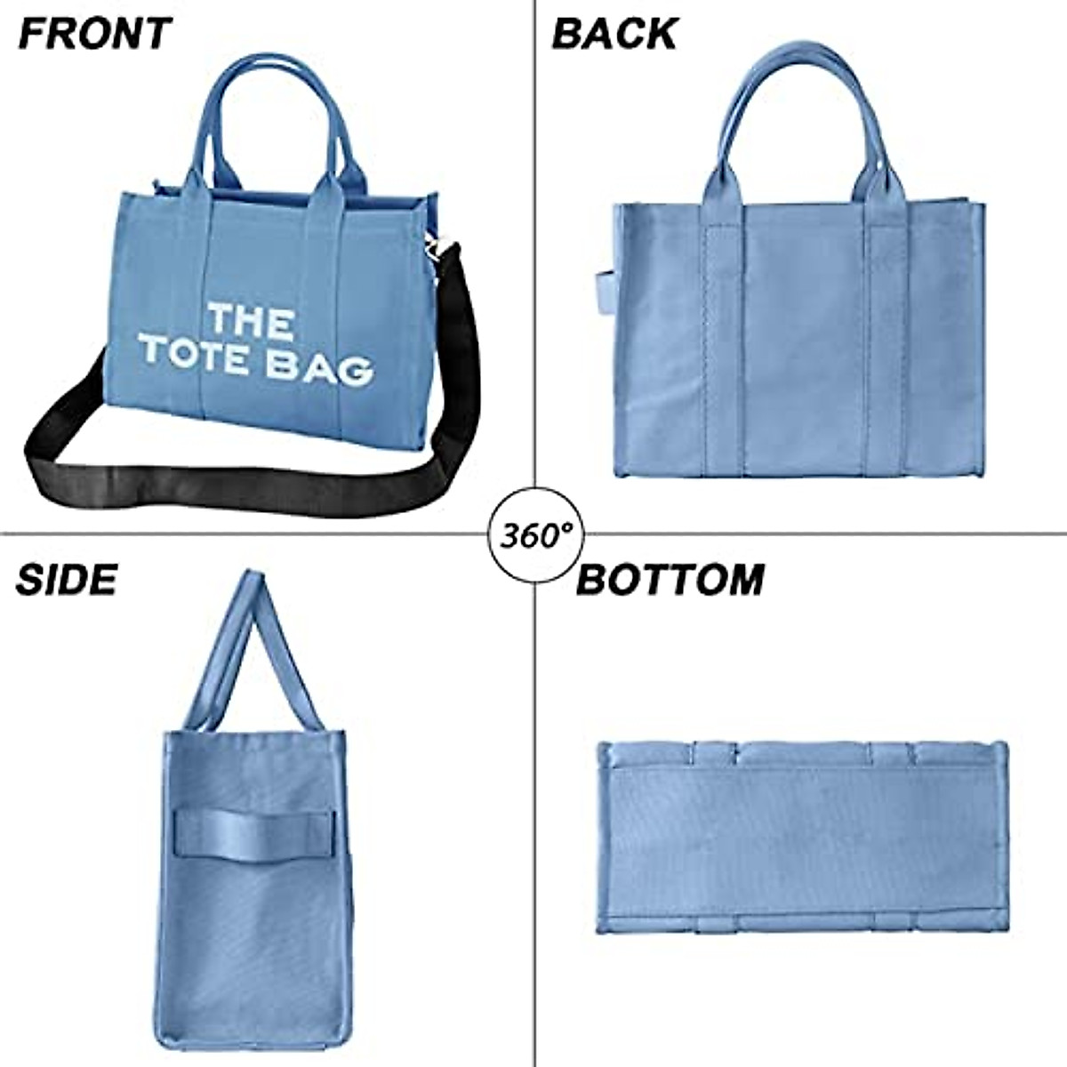 Gourafno The Tote Bag for Women, Canvas Crossbody Tote Bags with Zip Casual Canvas Shoulder Bags for Work School and Trave