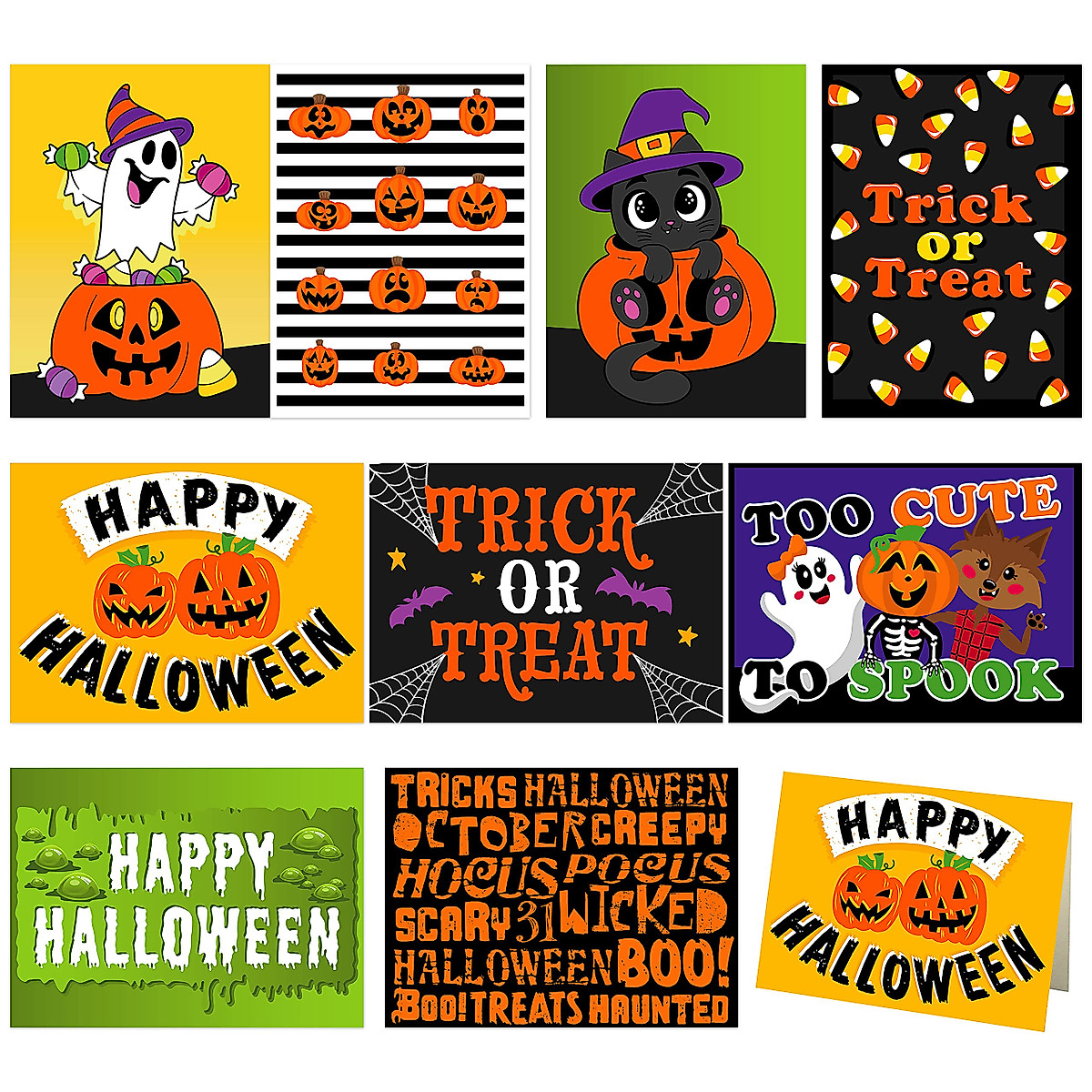 JOYIN 72 Pcs Halloween Holiday Festive Greeting Cards for Halloween Party Supplies and Party Favor, Trick or Treat Invitations and Birthday Gift