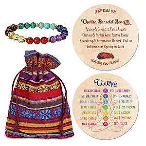 SPUNKYsoul 3 of Each Stone Single Chakra Balancing Bracelet Authentic Crystal Stones for Women Collection