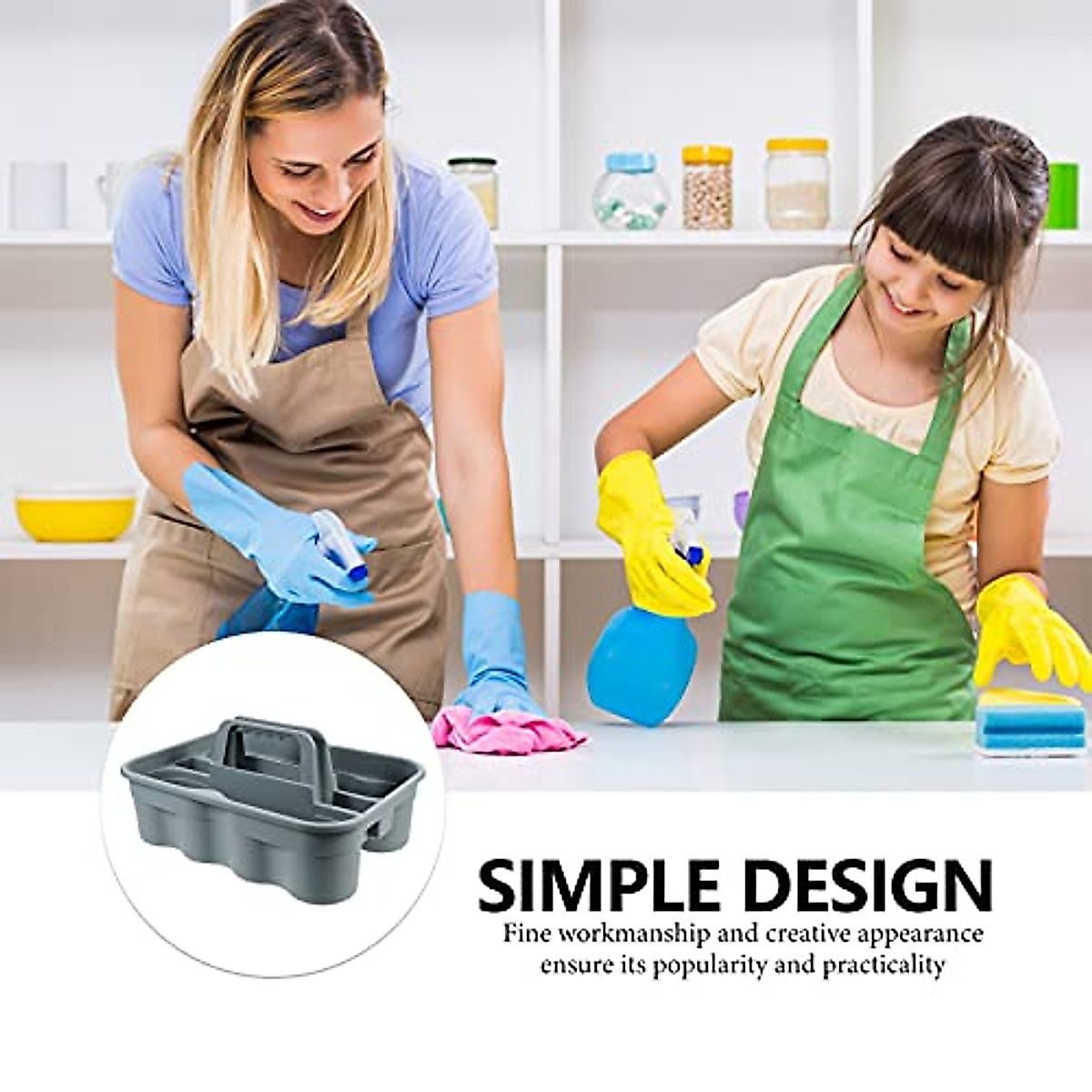 Baluue 1pc Floors Shower Portable Handle Basket, Multiuse Basket，hand All- - Utility with and Storage Sundries Versatile Bathroom Commercial Tool Multipurpose Cleaning Caddy Organizer