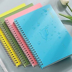 EMSHOI Graph Paper Spiral Notebook, 4 Pack 5.7" x 8.22" A5 Small Grid Notebook, 640 Pages 100gsm Thick Graph Journal with Sticky Notes, Plastic Hardcover, Yellow, Blue, Green, Pink