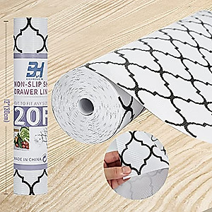 BHCORNER White Shelf Liners For Kitchen Cabinets 12"x20FT Cabinet Liner,Waterproof Contact Paper For Cabinet ,Easy To Cut Drawer Liner For Kitchens Non-Slip Refrigerator Liners For Shelves(12x240inch)