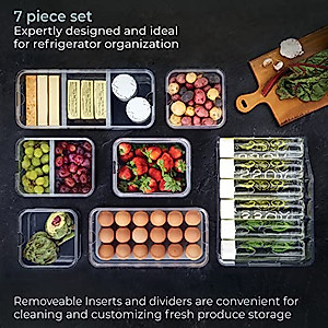 iDesign Plastic Refrigerator Organizer Bin Set The Spruce Fridge Binz, Set of 7, Clear/Matte Gray, 7 Count