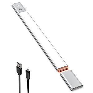 EZVALO Under Cabinet Lights Closet Lights,48 LED Motion Sensor Light Indoor 5000K Wireless Rechargeable with Detachable Battery,Night Light for Kitchen,Stairs,Hallway,Pantry (White Light)