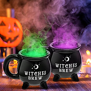 Tessco Witches Brew Witch Cauldron Coffee Mug Black Ceramic Coffee Cups Black 12 oz Mug Ceramic Witchy Gifts Witch Decor Halloween Mug Drinkware Black Cup Novelty Coffee Mugs Tabletop (2 Pcs)