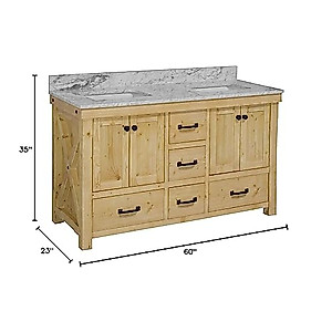 Kitchen Bath Collection Tuscany 60-inch Double Bathroom Vanity (Carrara/Driftwood): Includes Driftwood Cabinet with Authentic Italian Carrara Marble Countertop and White Ceramic Sink
