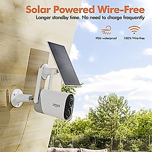Security Cameras Wireless Outdoor, Dzees 2K Solar Powered Outdoor Security Cameras with Siren & Spotlight, 2.4G WiFi Wireless Surveillance Cameras for Home Security, Color Night Vision/2-Way Talk/IP66