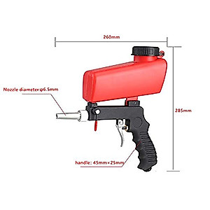 VeYocilk Sandblasting Gun Spray Tool: Gravity Feed Hand Held Sand Blaster for Air Compressor Red