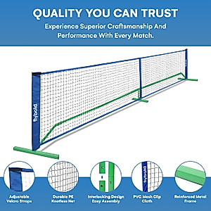 flybold Pickleball Nets | Portable Net Regulation Size Equipment Lightweight Sturdy Interlocking Metal Posts with Carrying Bag for Indoor Outdoor Pickle Ball Game Court | Full Court Size- 22ft