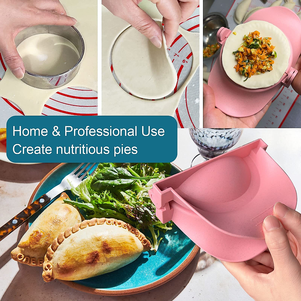 3.1in Dumpling Maker & 4.2in Empanada Maker Press Set Including 2* Press Molds, 2* Round Cutters, 2* Stuffing spoons K03A by CHIVIOR