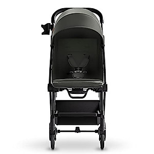 Mompush Lithe V2 Lightweight Stroller + Snack Tray, Ultra-Compact Fold & Airplane Ready Travel Stroller, Near Flat Recline Seat, Cup Holder, Raincover & Travelbag Included