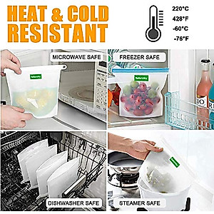 Reusable Silicone Food Storage Bags - Reusable Silicone Food Bag 6 Pack Airtight Food Fresh Preserving Bag for Sandwich, Vegetables,Snack,Liquid,2 Large and 4 Medium