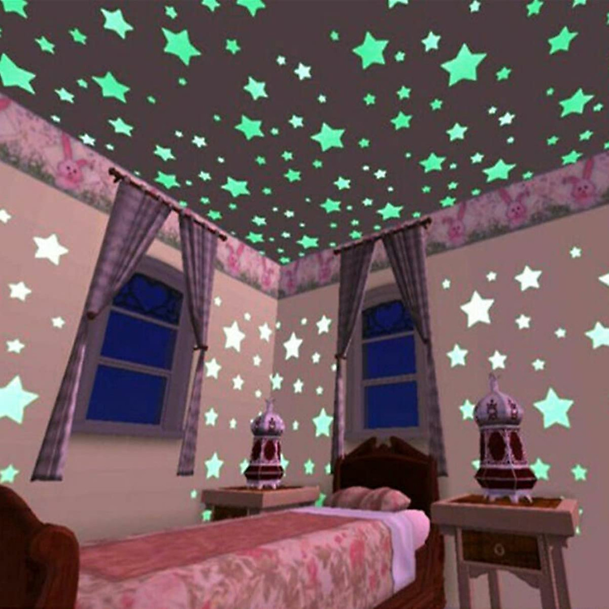 216 PCS Glow in Dark Stars and Moon, Glowing Stars Stickers for Ceiling and Wall Decals, Perfect for Kids Bedding Room or Party Birthday Gift