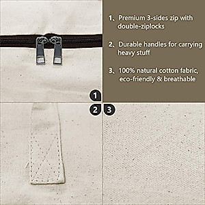 AMJ Set of 2, Storage Bags with 3-Side Zip Open & Handles, House Move or Winter Garment Storage in Wardrobe, Beige