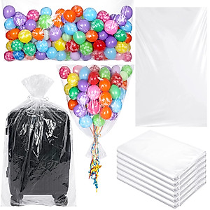 6 Pieces Balloon Transport Bags, 98.4 x 59.1 Inch Clear Giant Storage Bags Large Balloon Drop Bag Plastic Balloon Bags for Transport Birthday Wedding Gender Reveal Graduation Party Supplies