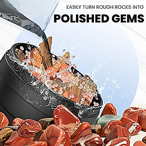 Professional Rock Tumbler for Adults and Kids, 3LB Large Capacity Rock Polisher, ,Ultra Durable Belt, Exclusive Reusable TPE Plastic Polish, 4 Polishing Grits，Christmas Hobby Projects gift for kids