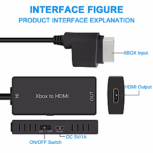 Y.D.F Xbox 360 HDMI Converter, Xbox 360 to HDMI Converter HD Link Cable for Xbox 360, Xbox 360 to HDMI Support 720P / 1080P. Compatible with Xbox 360 and Xbox 360 Slim.