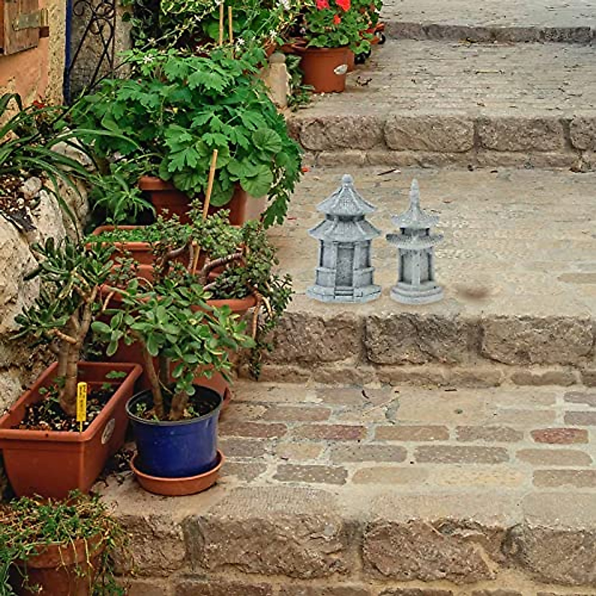 Operitacx 3Pcs Pagoda Statue Miniature Sandstone Pagoda Pavilions Lantern Tower Tea Pet Japanese Fairy Garden Figurines Fish Tank Zen Garden Decoration