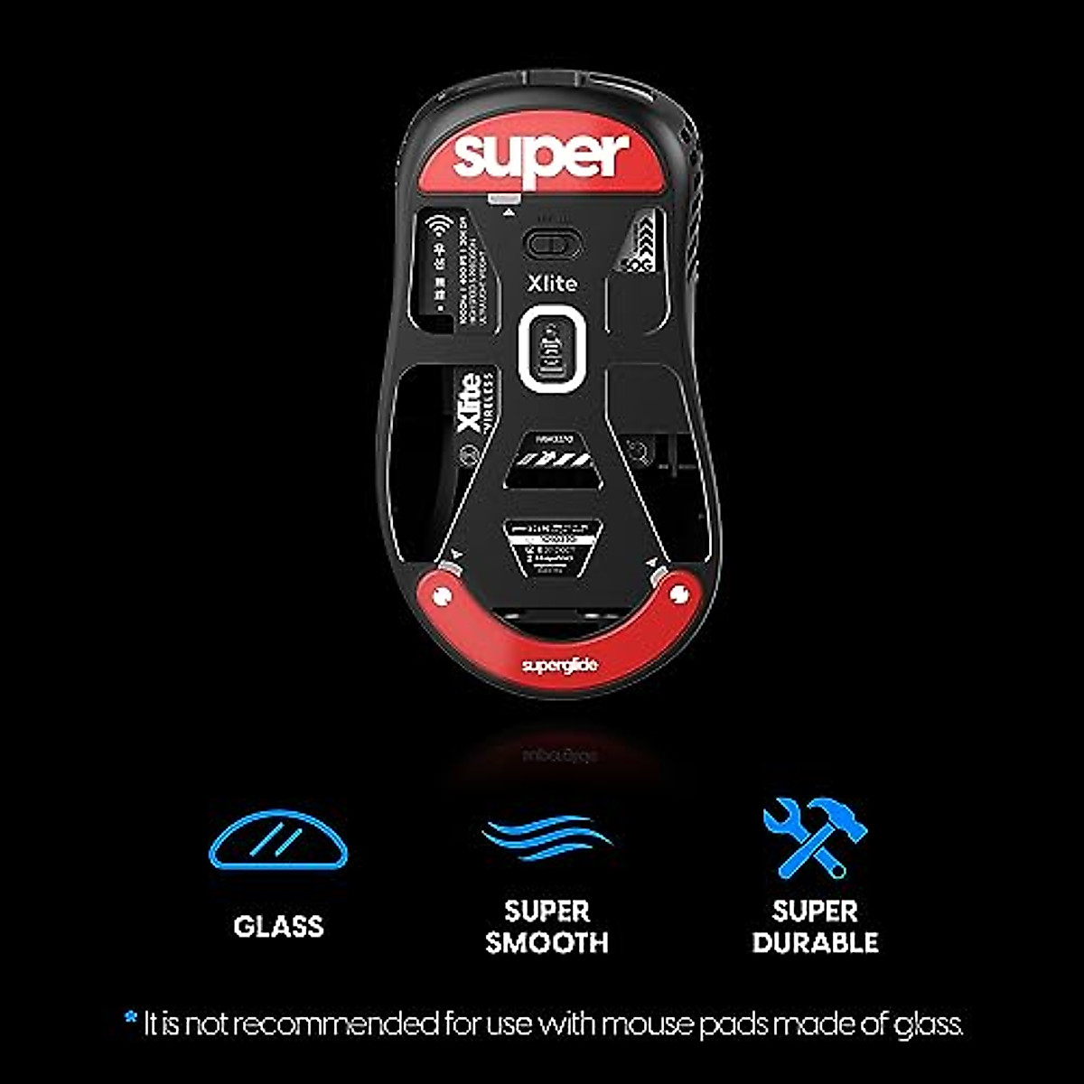 Superglide2 - New Controllable Speed Textured Surface Smoothest Mouse Feet/Skates Made with Ultra Strong Glass Smooth and Durable Sole for Pulsar Xlite V2 & V3 & V3 ES Wireless Gaming Mouse [Red]
