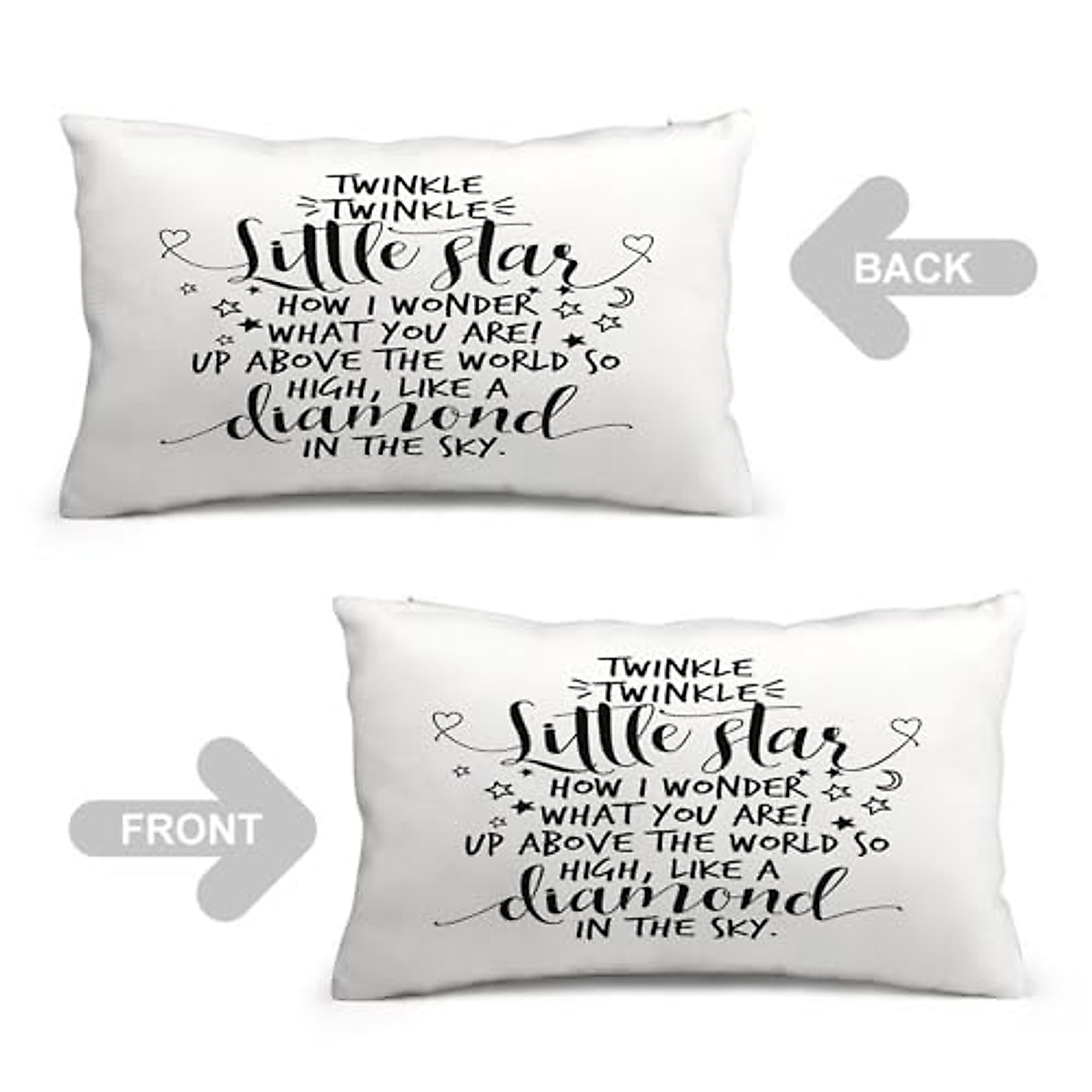 VERSUSWOLF Throw Pillow Cover Twinkle Twinkle Little Star Rectangular Sofa Pillow Case Cushion Cover for Home Couch Bed Decor 12x20 Inch