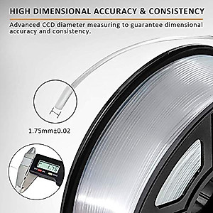 Upgraded Dryer Box of 3D Printer Filament, SUNLU 3D Filament Dryer Box S1, LA Filament 1.75 mm Dimensional Accuracy +/- 0.02 mm, 1 KG Spool, PLA Clear