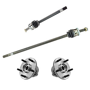 TRQ Front CV Axle Shafts & Wheel Hub Bearing Assemblies 4 Piece Set for 1999-2004 Jeep Grand Cherokee with Quadra-Drive 4 Wheel Drive