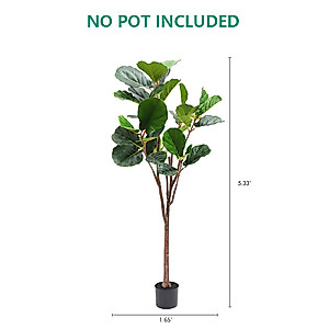 Fit Choice Fiddle Artificial Tree 5.33 Ft Fiddle Leaf Fig Tree with Realistic Nature Design and Durable Quality for Room, Office, Party, Garden (5.33 Ft Fiddle Leaf Fig), Green (533FIDDLE)