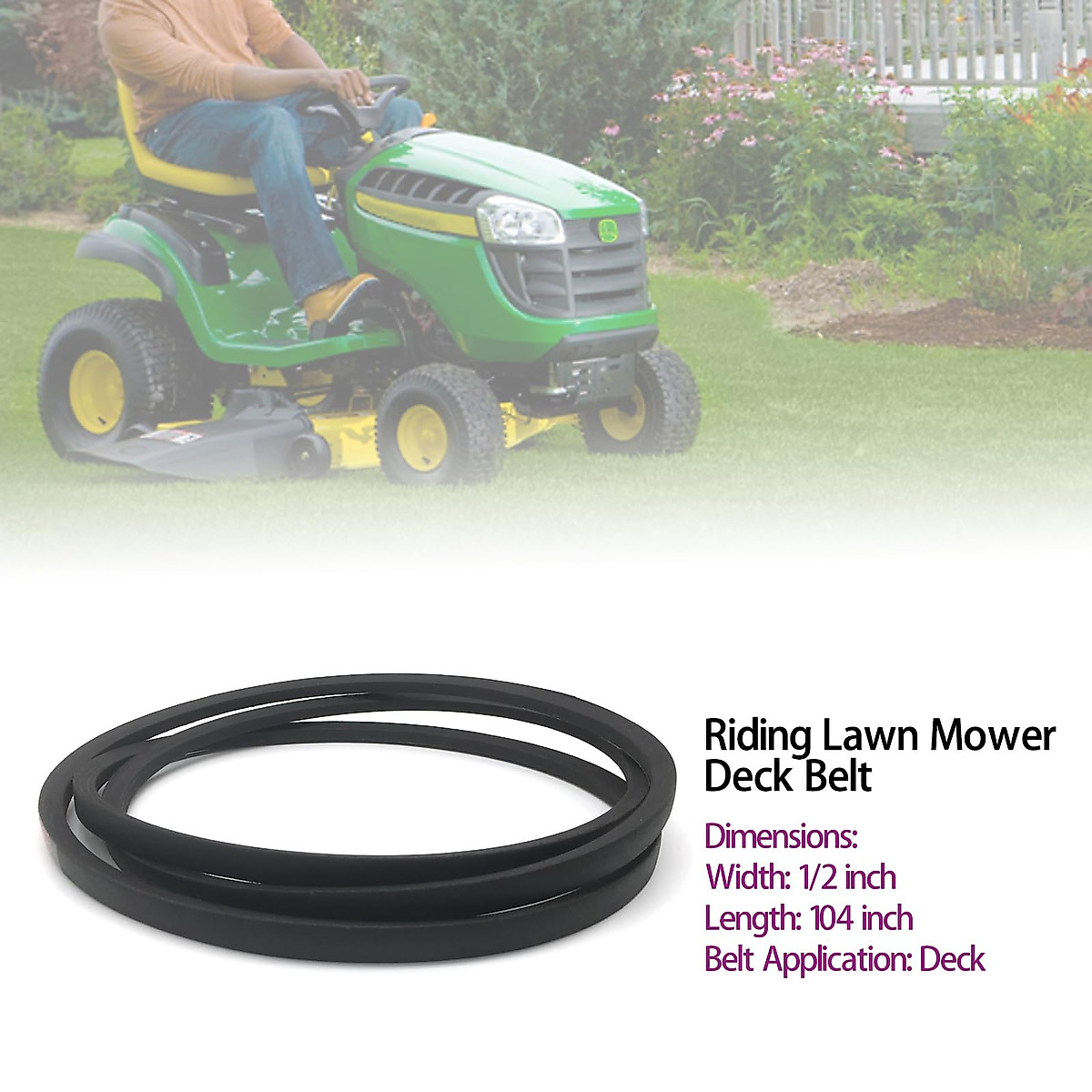 Rinlius GX20072 Mower Deck Belt (1/2" x 104") for John Deere LA105 LA115 L110 D110 L100 L130 L1742 D100 D120 D130 Riding Lawn Mower with 42 inch Deck Replaces OEM GY20570