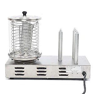 110V Commercial Grilled Electric Hot Dog Maker Machine Nonstick Hot Dog and Bun Toaster Cooker Stainless Steel Makes 3 Sausages Countertop Home Baker Machine Hot Dog,Casual Fast Food Equipment