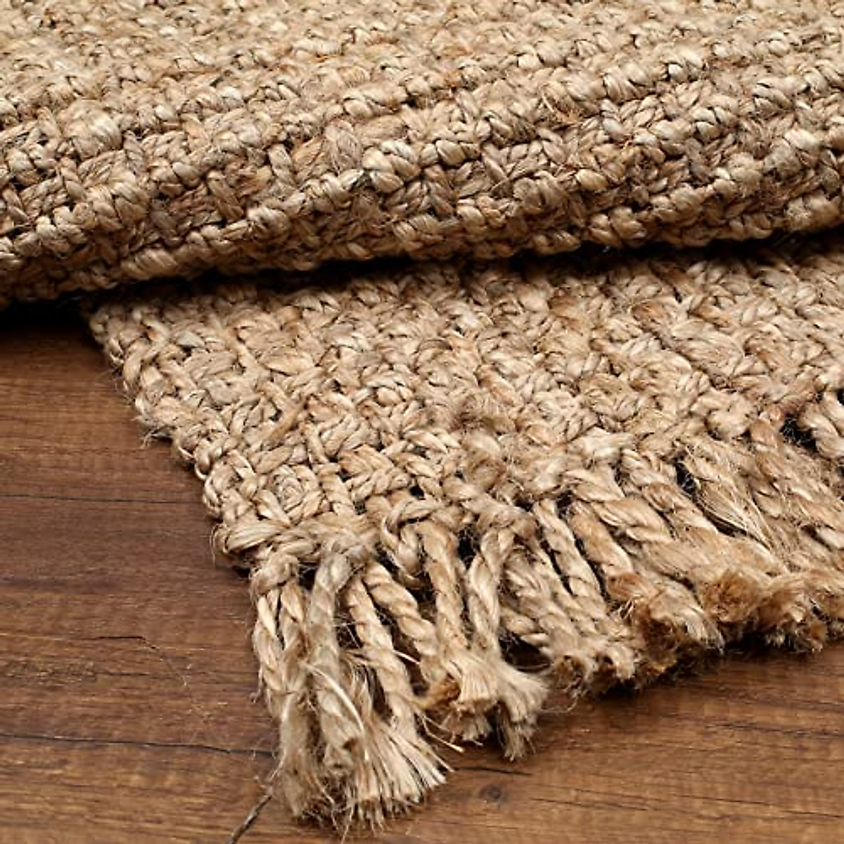 Hausattire Hand Woven Jute Rug, 2'x3' - Natural, Reversible Farmhouse Accent Rugs for Living Room, Kitchen, Bedroom - 24x36 Inches