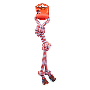 Mammoth Pet Products 25077F Mammoth Flossy Chews Extra Large Twin Tug with Handle, 24", Assorted Multicolor