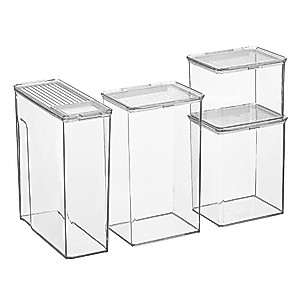 Nate Home by Nate Berkus Airtight Food Canister Containers | with Locking Lids for Storing Dry Goods on Any Kitchen Counter, Cabinet, or Pantry Storage from mDesign - Set of 4, Clear