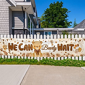 Bear Baby Shower Party Decorations We Can Bearly Wait Banner Neutral Bear Backdrop Gender Reveal Banner Porch Sign for Welcome Baby Party,Gender Neutral Bear Photo Props Supplies Indoor Outdoor