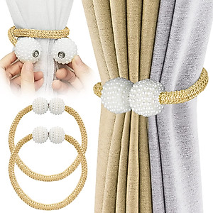 8 Pack Magnetic Curtain Tie Backs with Pearls,Modern Curtain Holdbacks Strap,Decoration for Kindergarten,Outside and Inside Drapes