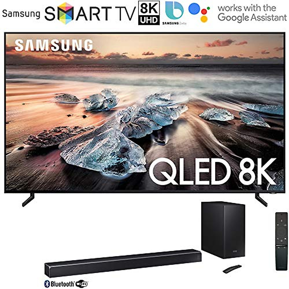 SAMSUNG QN82Q900RB 82-inch Q900 QLED Smart 8K UHD TV Bundle 370W Virtual 5.1.2-Channel Soundbar System with Wireless Subwoofer