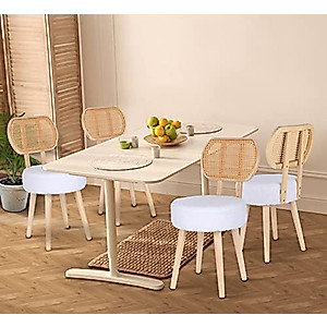 Rattan Dining Chair, Kitchen Dining Room Chairs, Mid Century Modern Boucle Chair, Stylish Upholstered Wood Accent Chair, Cute Sherpa Chair, Living Room Bar Stool Chair, Boho Makeup Vanity Chair, 1 Pc