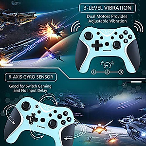 BRHE Wireless Switch Pro Controller,Nintendo Switch Controller with Programmable/Vibration/Turbo Compatibility with Nintendo Switch/Lite/OLED/Windows PC,Switch Remote Gamepad with 2 Thumb Caps