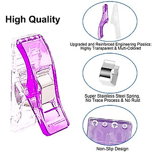 120 PCS Purple Sewing Clips for Fabric, Mini Clips for Sewing, Sewing Fasteners Clips, Multi-Color Crafting Tools for Fabric Sewing Binding Crafting (Purple 120PCS)