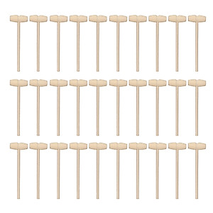 Jeanoko Kids Hammer Wood, 30pcs Mini Wooden Hammer Kids Toys Wooden Crab Lobster Mallet Small Wooden Mallet for Breakable Chocolate Heart