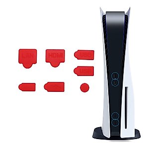 LICHIFIT 7pcs/set Game Console Dust Plug USB LAN Charging Port Dustproof Cover for PS 5 Game Host Accessories