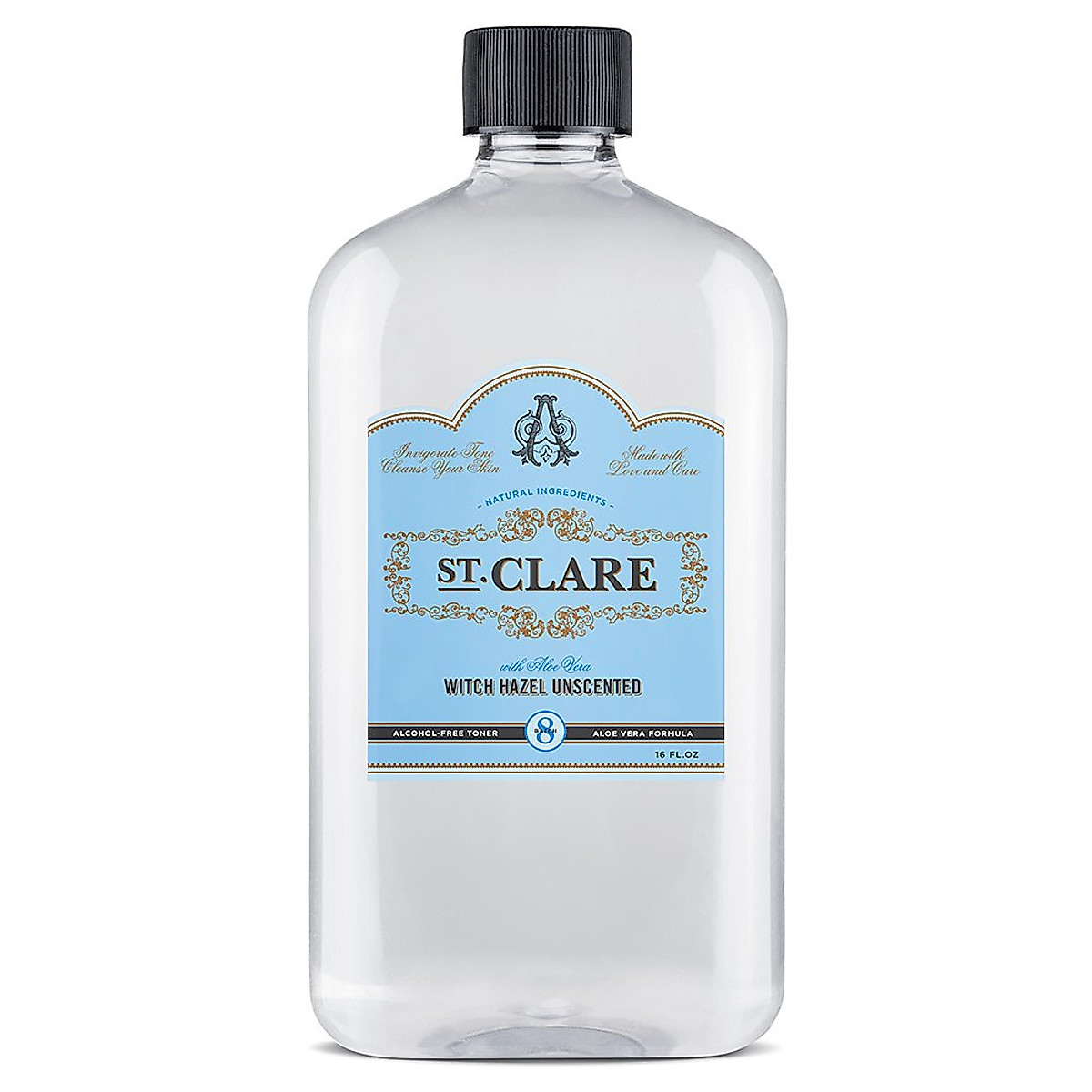 St Clare Alcohol Free Witch Hazel Facial Toner - Organic Witch Hazel Toner with Aloe Vera for Face and Skin - Witch Hazel Alcohol Free and Fragrance Free, Unscented Toner Witch Hazel, 16 Ounce