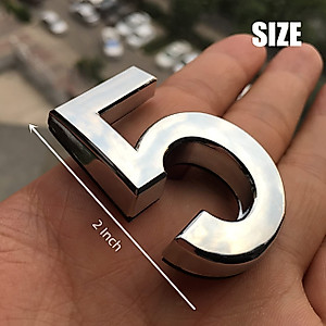 HopeWan Mailbox Numbers 2 Inch, Self-Stick Door Address Number Stickers for Office Apartment Room, Chrome Plated.