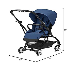 CYBEX Eezy S Twist 2 Stroller, 360° Rotating Seat, Parent Facing or Forward Facing, One-Hand Recline, Compact Fold, Lightweight Travel Stroller, Stroller for Infants 6 Months+, Navy Blue