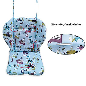 twoworld High Chair Cushion, Large Thickening Baby High Chair Seat Cushion Liner Mat Pad Cover Breathable (Blue Animal)