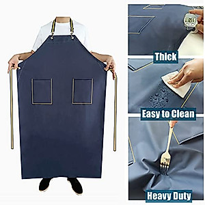 Rubber Aprons Waterproof with Pockets for Dishwashing, Dishwasher Apron Waterproof for Restaurant, 47 Inch Adjustable Neck Strap Butcher Apron for Men Water Proof, Heavy Duty Rubber Apron for Chemical